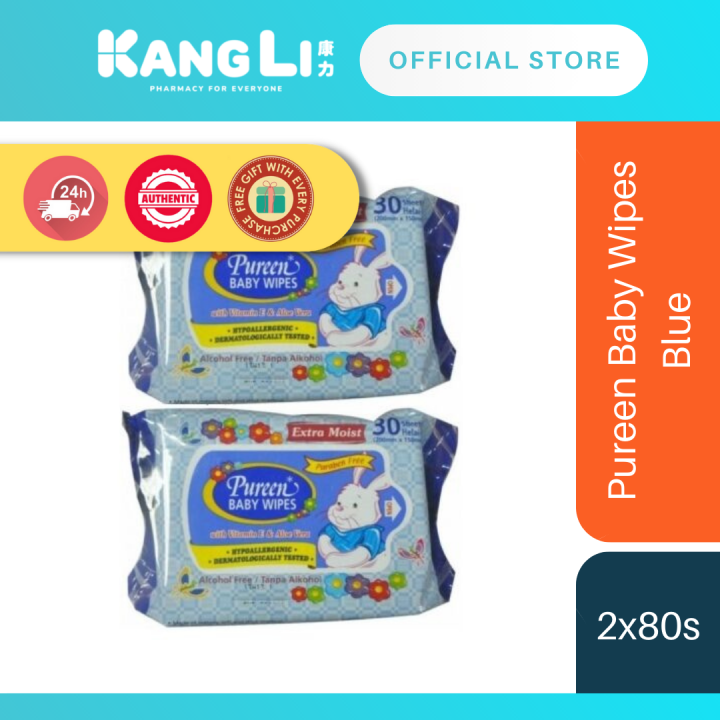Pureen Baby Wipes Blue 2x80s | Lazada