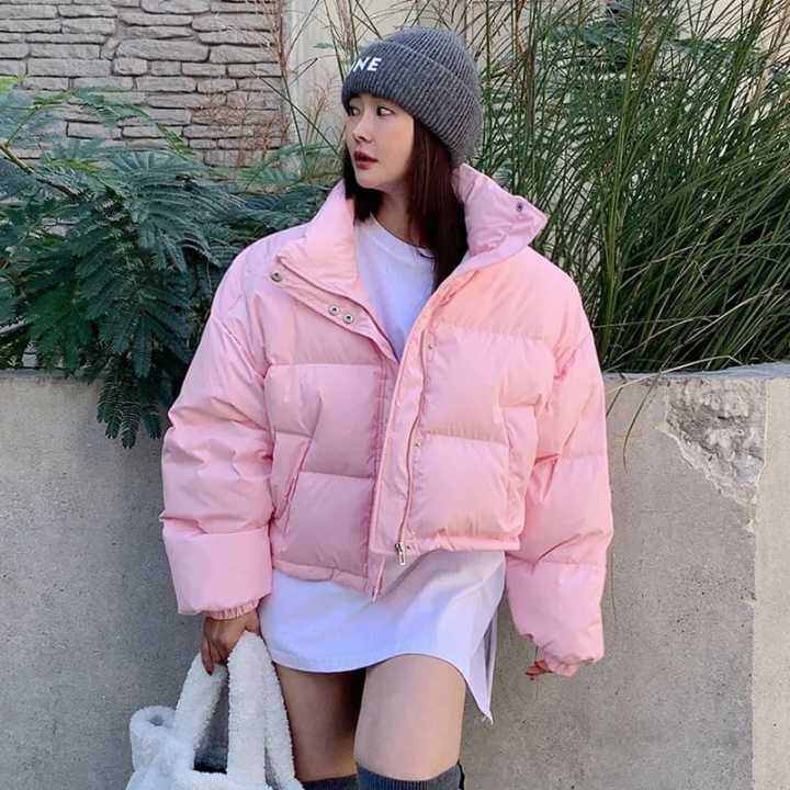 Jaket Puffer Crop New Fashion Style Cropped Women Puffer Coat | Lazada ...