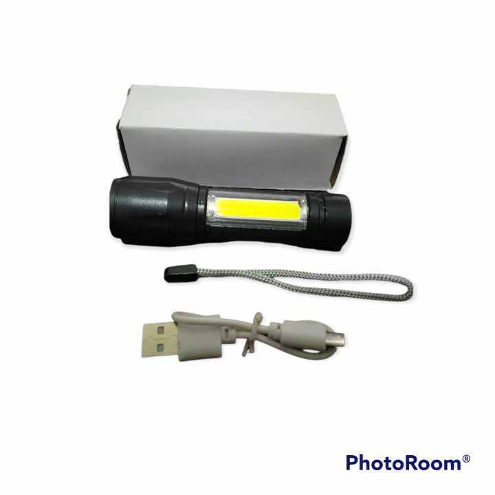 Senter USB COB Mini Usb Recharger Zoom LED Lampu Zoom untuk Camping ...