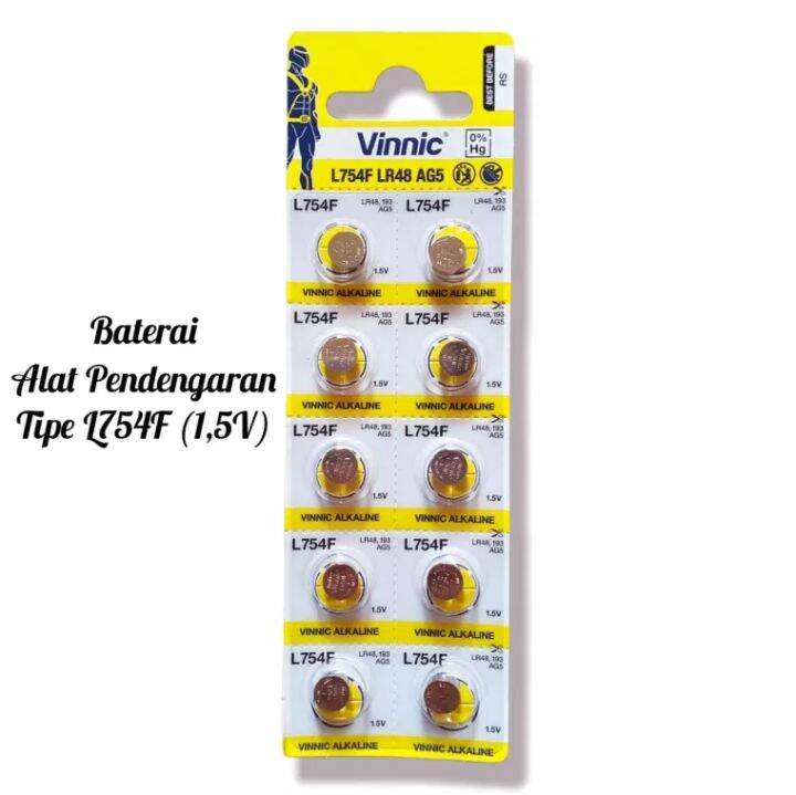 Batre Alat Bantu Pendengaran - 1 Lembar isi 10 Pcs Baterai - Baterai VINNIC L754F LR48 AG5 ...