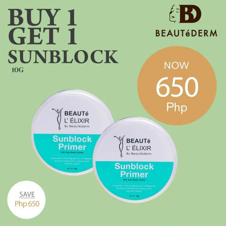 Buy 2 BEAUTeDERM Beauté L' Elixir Sunblock Primer 10g for 650php only ...
