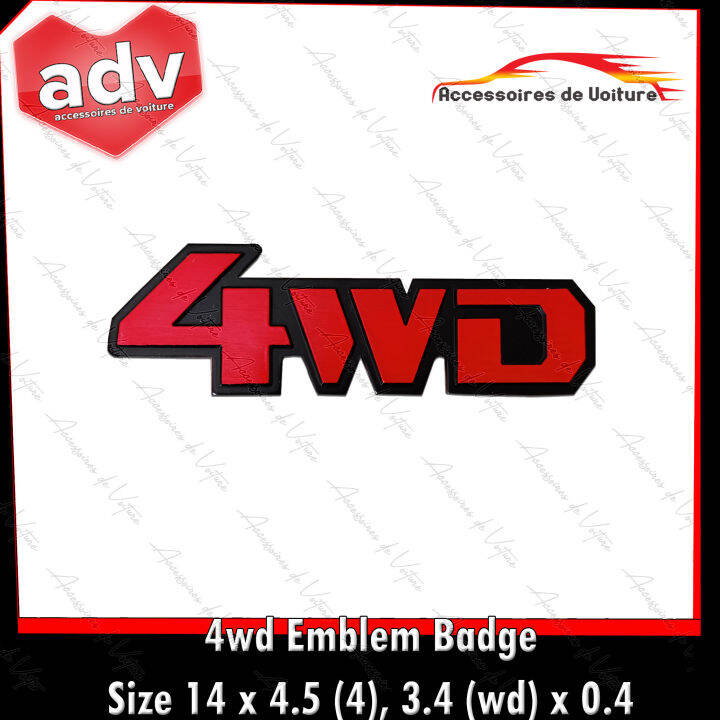 4wd Aluminum Emblem Badge Auto (Red/Black) | Lazada PH
