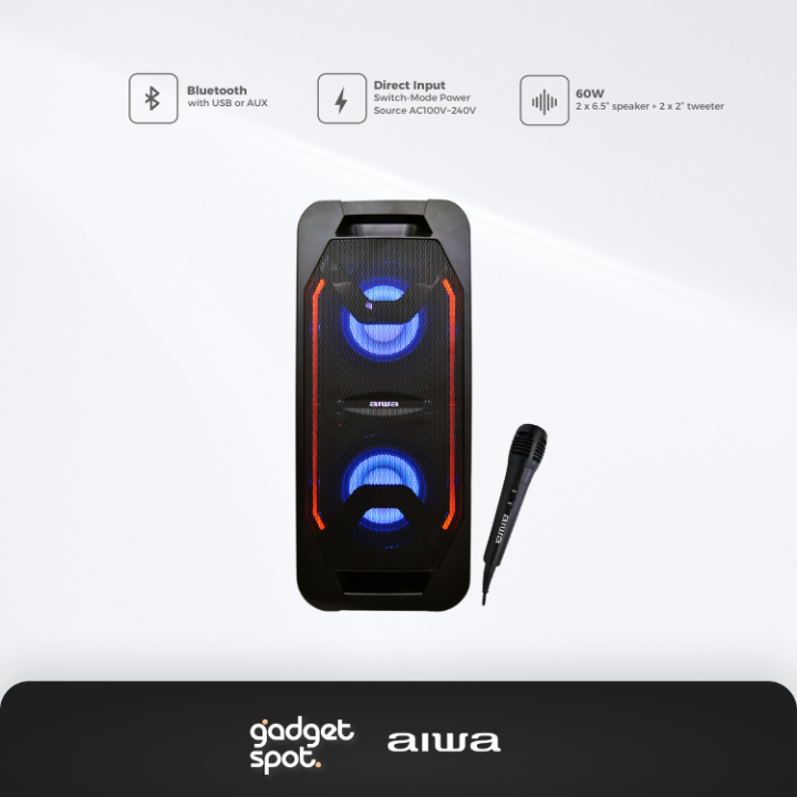 Aiwa AWPSL6 60watts Japan Quality Bluetooth Party Speaker Ultrabass ...