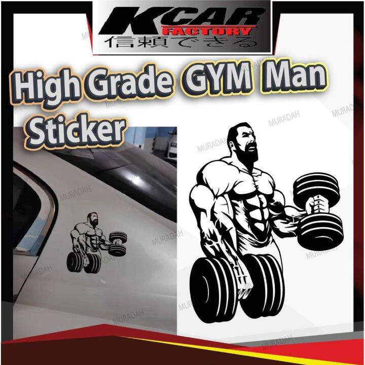 [Ready Stock]High Grade Gym Man car Sticker No pain No gain Perodua ...