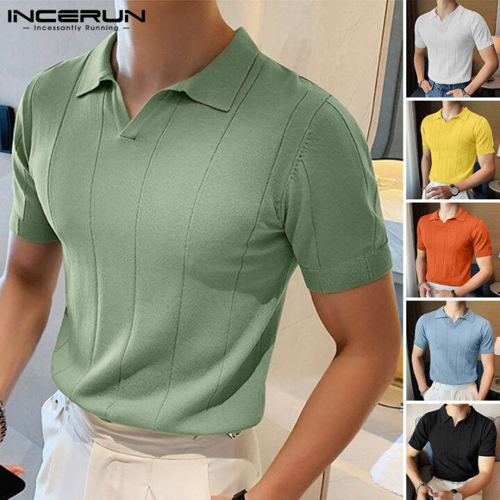 Beehoo INCERUN Men Short Sleeve T Shirt Henley Collared Casual Formal ...