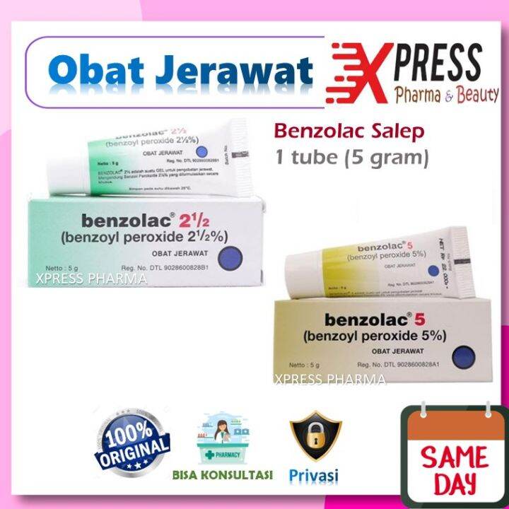 ⚡XPRESS⚡ Benzolac 2,5 / 5 % Cream Gel Untuk Jerawat Krim 5 gr Benzolak ...