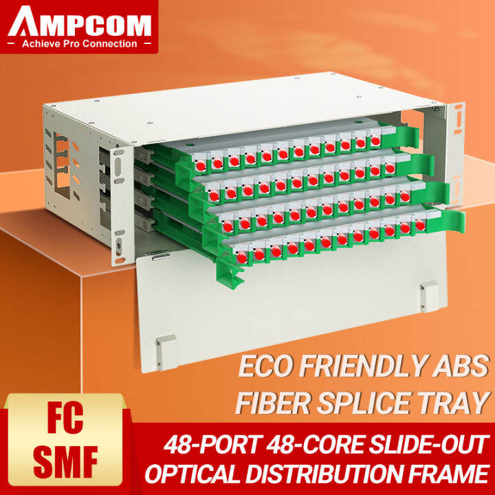AMPCOM 48-Core ODF Optical Distribution Frame Optic Patch Panel LC SC ...