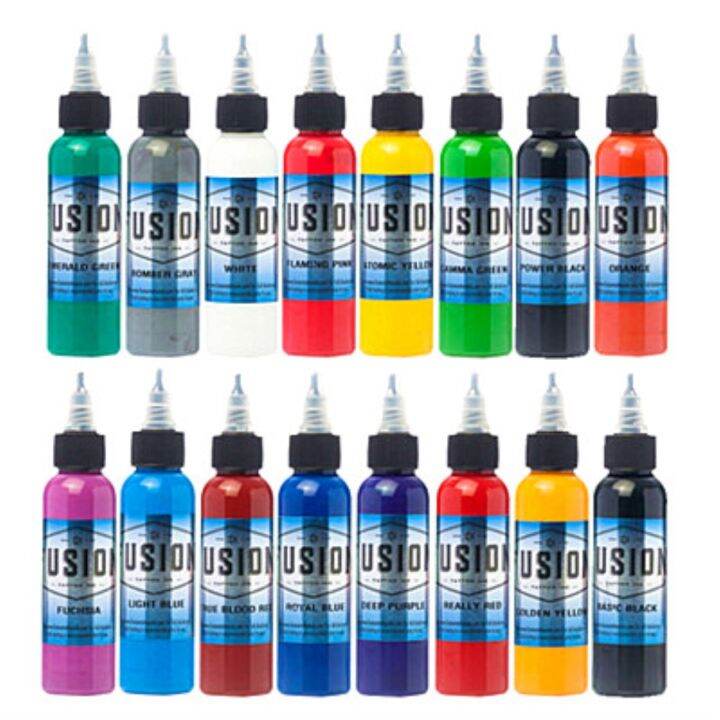 30ml / bottle of 16-color paint set tattoo airbrush Fusion ink for body ...