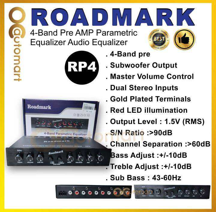 Roadmark RP4 4-Band Pre AMP Parametric Equalizer Audio Equalizer | Lazada