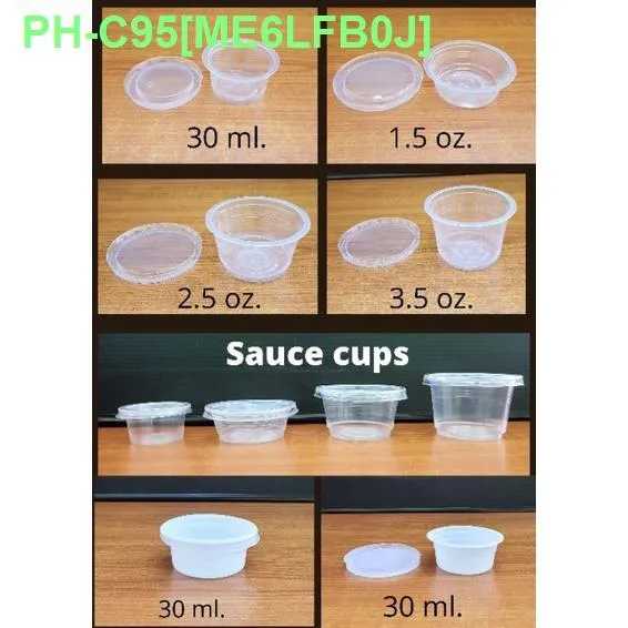 Sauce cup with Lid 30 ml. 1.5 oz. 2.5 oz 3.5 oz. clear/white (50 pcs ...