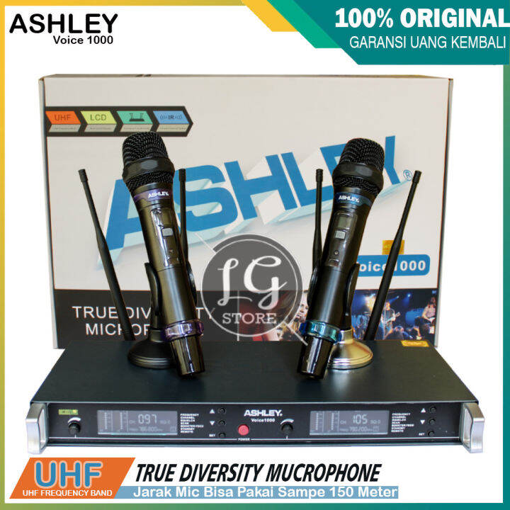 Mic Wireless Ashley Voice 1000 Original Microphone 2 Handheld Jarak ...