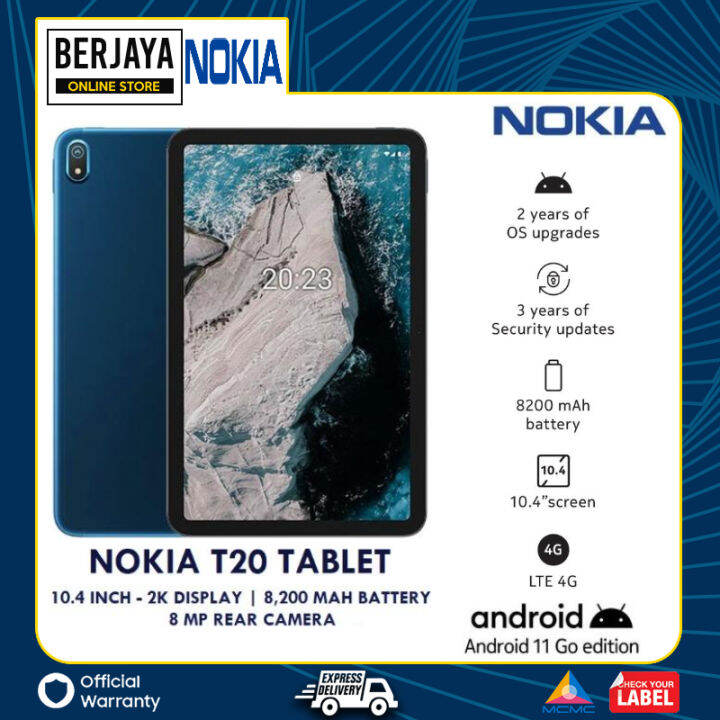 Nokia Tab T20 | 4GB + 64GB | 8200Mah | 4G LTE | 10.4 display | SD card ...