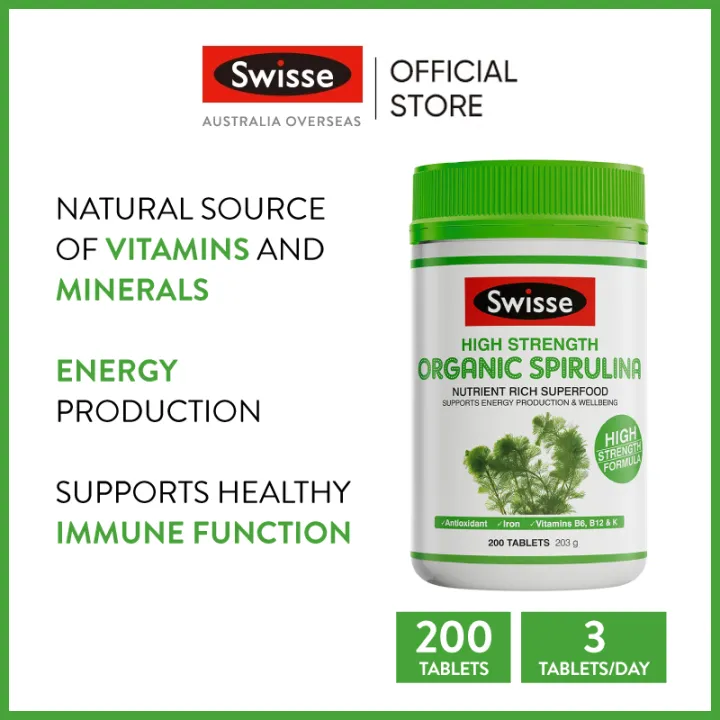 Swisse High Strength Organic Spirulina 200 Tablets (EXP:07 2024 ...