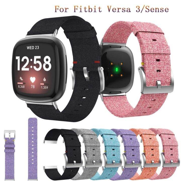 สายใหม่สำหรับ Fitbit Versa 2 Versa 3 /Sense Lite สายผ้าทอที่สามารถระบาย ...