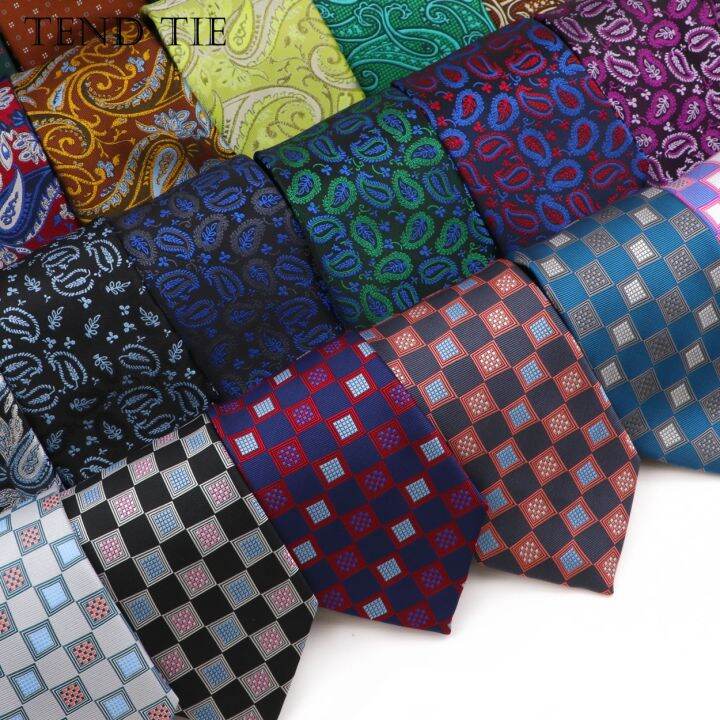 《LUOQI tie》เน็กไทลายสก็อตลายสก็อต37สีผ้าแจ็คการ์ดโพลีเอสเตอร์เน็กไทสำหรับผู้ชายทางการหรูหราผูก ...