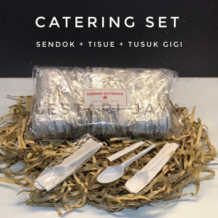 (10 Set) Sendok Set Catering Sendok Plastik Tisu Tusuk Gigi Set ...
