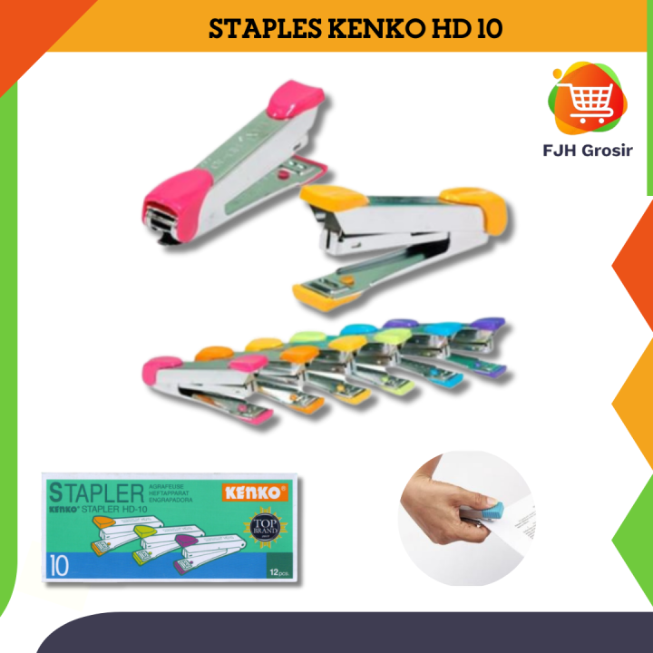 Stapler Staples Kenko HD 10 ORI (Pcs) Staple Kertas Mika Serbaguna ...