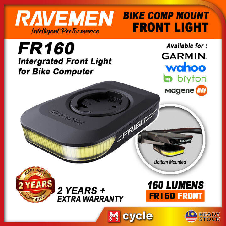 Ravemen FR160 Bicycle Front Light for Garmin Wahoo Bryton Magene Meter Mount Integrated Front ...