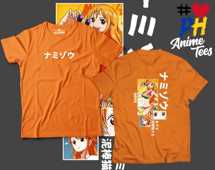 Men and Women Anime Inspired Nami Front and Back Printed Design Tees ...