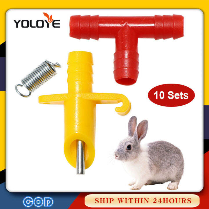 10 Sets Yellow Automatic Rabbit Water Nipples Drinker Feeders for ...