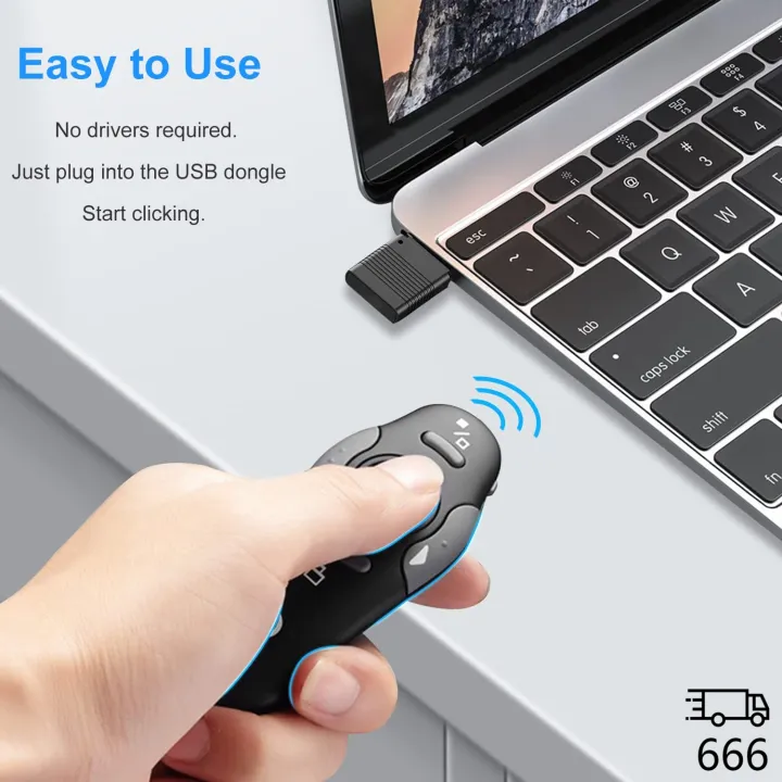 พ้อยเตอร์ เป่า Wireless Presenter USB Presentation Mouse Laser Pointer ...