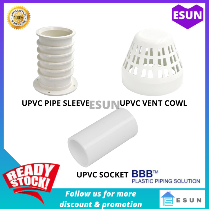 UPVC Pipe Sleeve & Vent Cowl Socket Connectors Water Pipe Garden ...