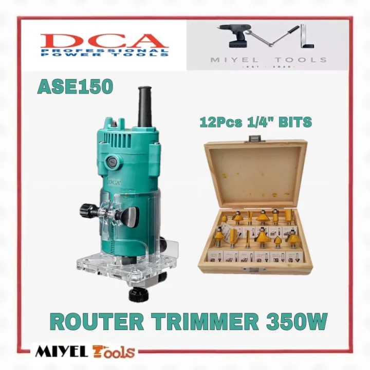 DCA TRIMMER 350W (AMP02-6) With FREE 12Pcs 1/4" Bits | Lazada PH