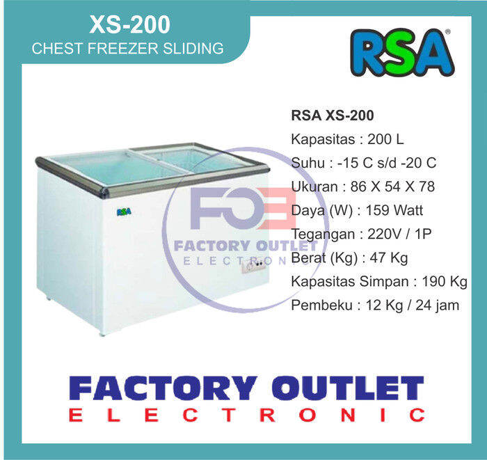 RSA XS 200 CHEST FREEZER BOX SLIDING 200 L ONLY JABODETABEK | Lazada ...