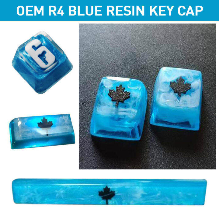 New Rainbow 6 Black Ice Keycap OEM R4 Blue Resin Key Cap For Cherry MX ...