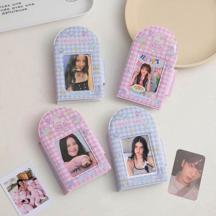 Ins Plaid 3 Inch Photo Album 40 Pockets Pink Checkered Lomo Card Holder Kpop Idol Photocard ...