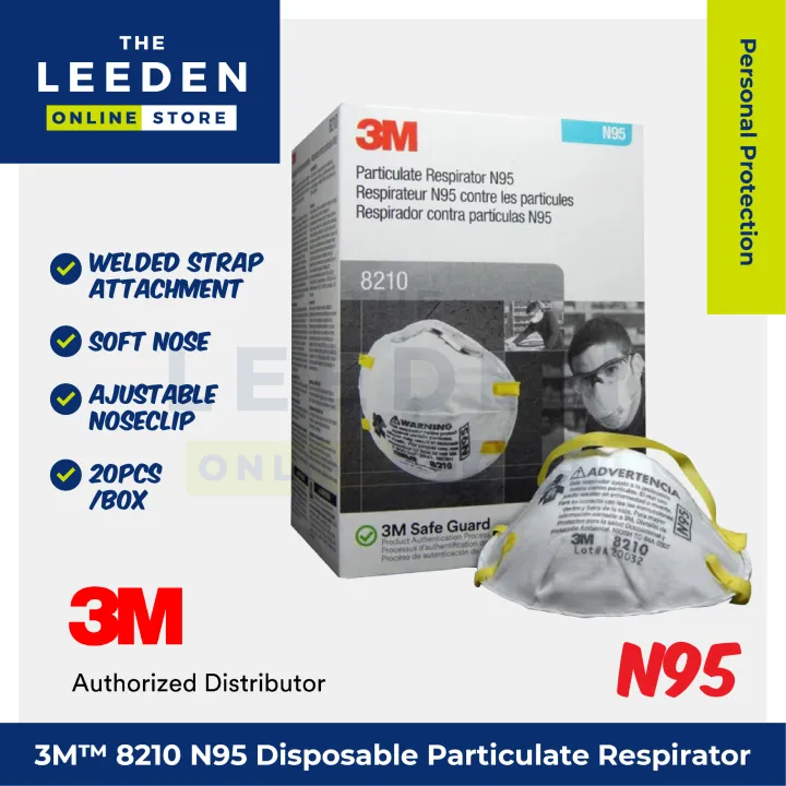 3M 8210 N95 Particulate Disposable Respirator (20 pc / box) by Leeden ...
