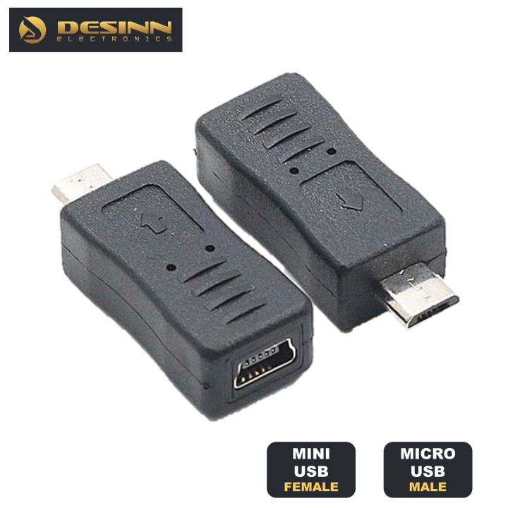 Mini USB Female to Micro USB 5 pins Male Adapter (Black) | Lazada