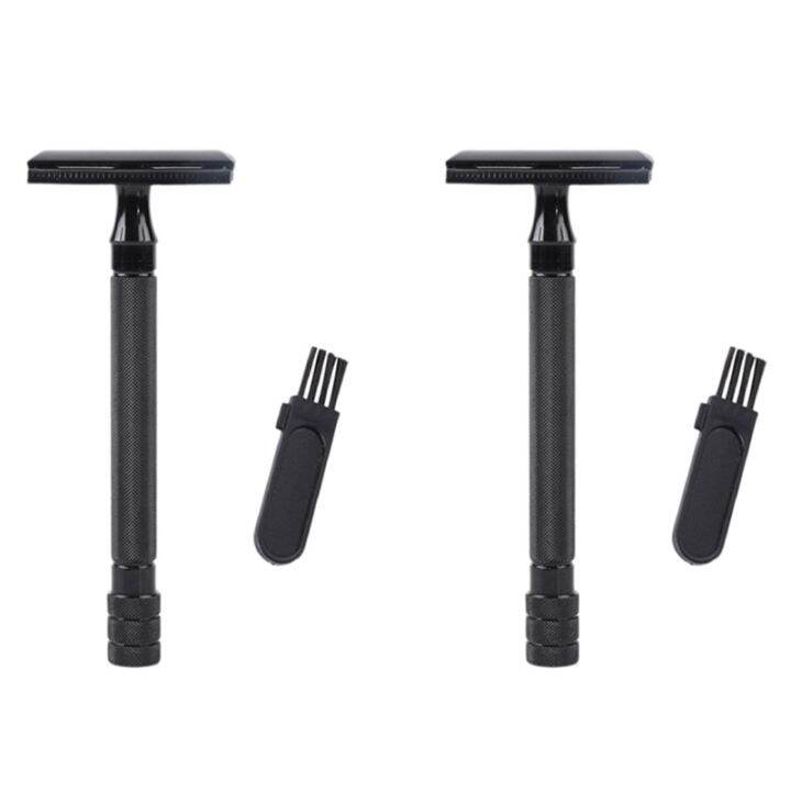 2X Double Edge Safety Razor Long Handle Classic Safety Razor Manual ...