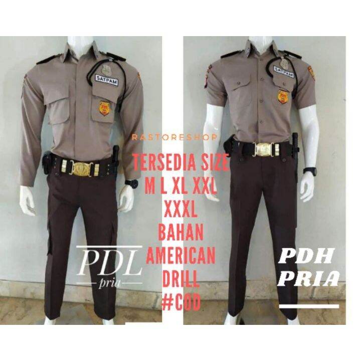 MSSASHOP Seragam Satpam Coklat Pria Wanita Seragam Security PDL PDH Seragam Dinas Kerja bahan ...