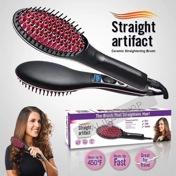 Original Black Perfectly Straight Hair Brush Ceramic Straightening Hair ...