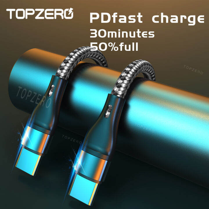 TOPZERO 60W Fast Charge USB C to USB C Cable PD QC 3.0 Data Cable Nylon ...