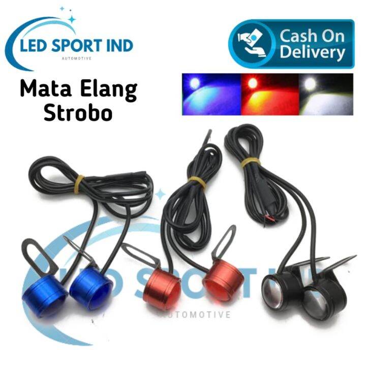 LAMPU MATA ELANG STROBO EAGLE EYE FLASH STROBO KEDIP 3 LED DENGAN BREKET 2PCS | Lazada Indonesia