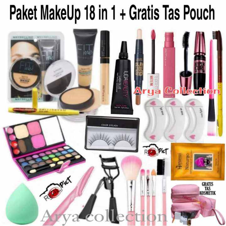 Paket Makeup Maybelline Super HEmat Komplit 18 In 1 / Paket Kosmetik ...