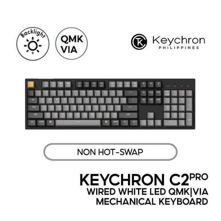 Keychron C2 Pro QMK/VIA Wired Mechanical Keyboard (Full Size Layout, Wired, White LED, Keychron ...