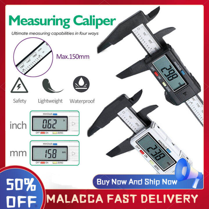 150mm 6inch Digital Vernier Calipers Ruler Carbon Fiber Composite ...