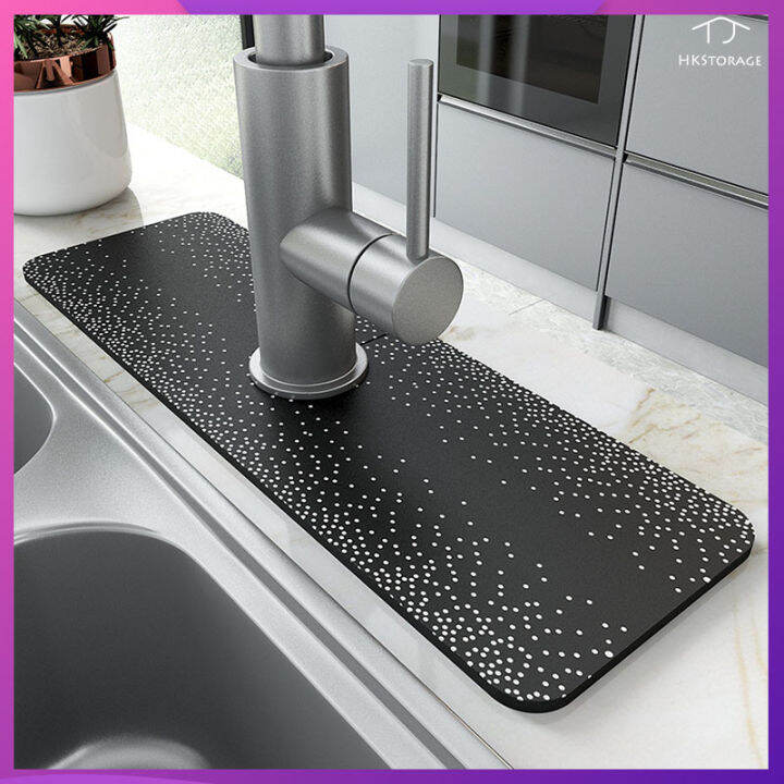 HKStorage 14*61cm Kitchen Faucet Absorbent Pad Water Drying Pads Diatom ...