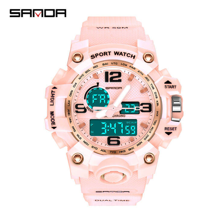 SANDA Top Brand Luxury Womens Watches Casual Women Led Digital Quartz ...