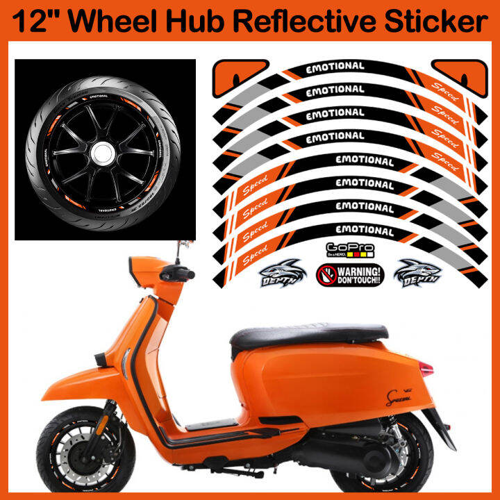 EMOTIONAL Motorcycle Wheel Hub Stickers Reflective Scooter Rim Tire ...