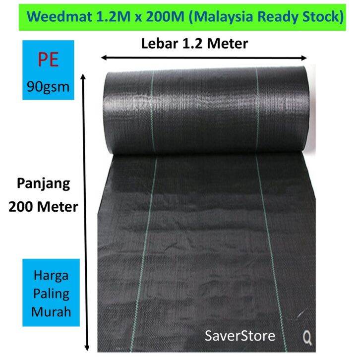 Weed mat WeedMat PE & PP Penutup Tanah Bumi- Pencegah Rumpai (LEBAR 1.2 ...