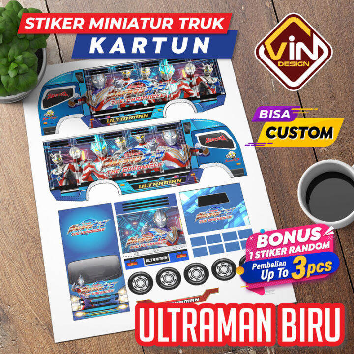 STIKER MINIATUR TRUK / ULTRAMAN BIRU / KARTUN / POLA STICKER MINIATUR ...