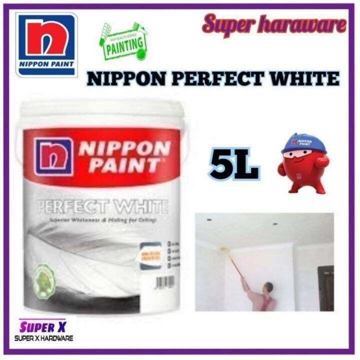 🔥5L Nippon Paint Perfect White/Matt Finish Paint/Wall Paint /Cat Dinding Rumah/Cat Putih Dinding ...