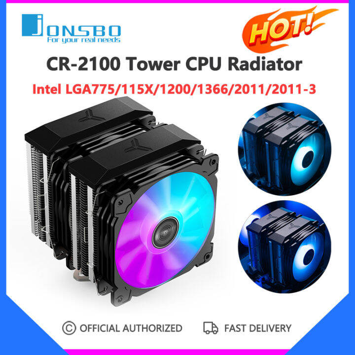 Jonsbo CR-2100 Tower หม้อน้ำ CPU ความร้อน6ท่อ Dual Tower พัดลมคู่สีแสง LGA775 115X 1200 1366 ...
