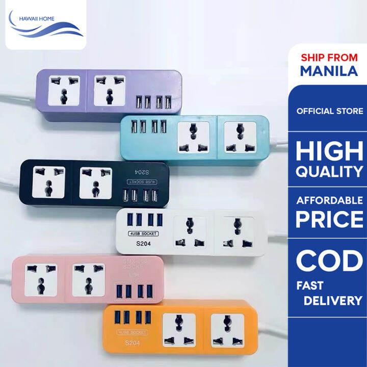 Hawaii 1.8 Meter Universal Power Extension Cord Socket With 4 USB Ports ...