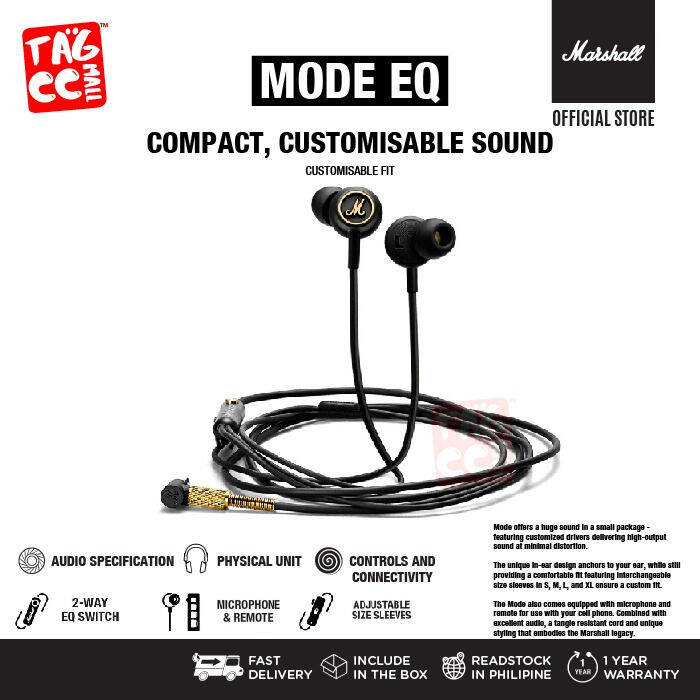 Marshall Mode EQ 3.5mm Wired Earphones Microphone Noise canceling ...