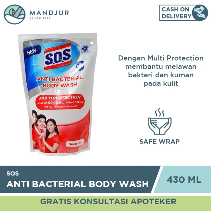 SOS Anti Bacterial Body Wash Deep Clean 430 mL - Sabun Mandi Cair ...